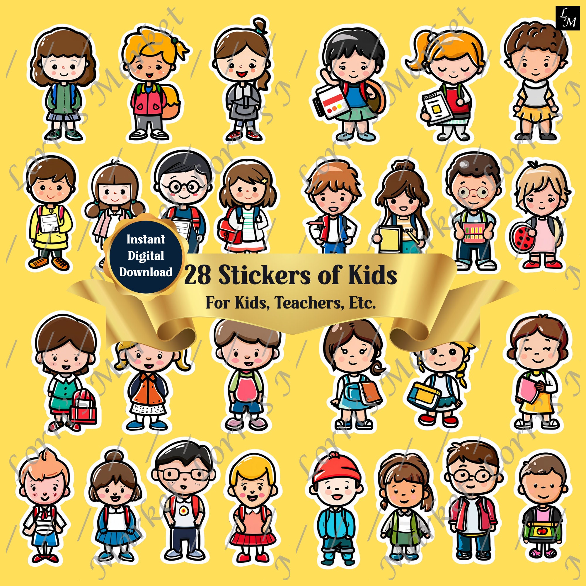 Adorable Kids Digital Stickers Digital Download: 28 Cricut Printable ...