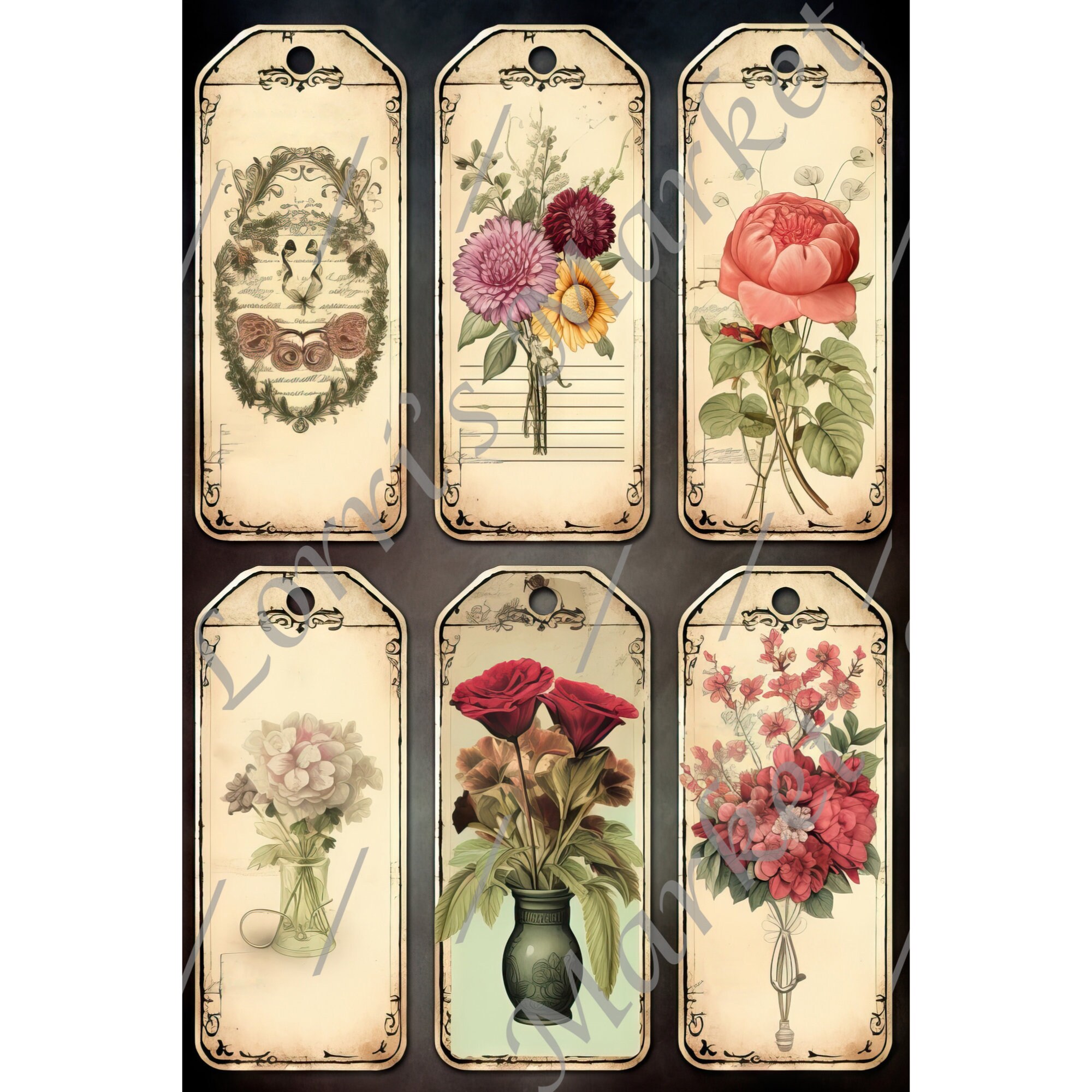 Vintage Mother's Day Floral Gift Tags Collection Digital Download: 36 ...