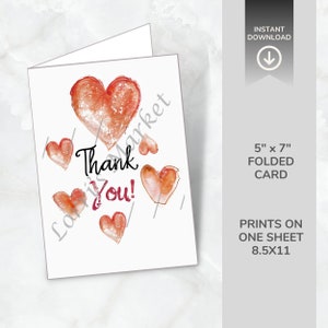 Printable Thank You Card Digital Download: Gratitude Greeting Card for ...