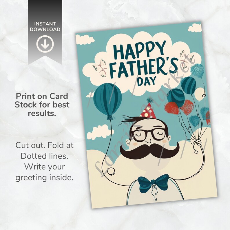 Printable Father's Day Card Digital Download: Greeting Card for Dad ...