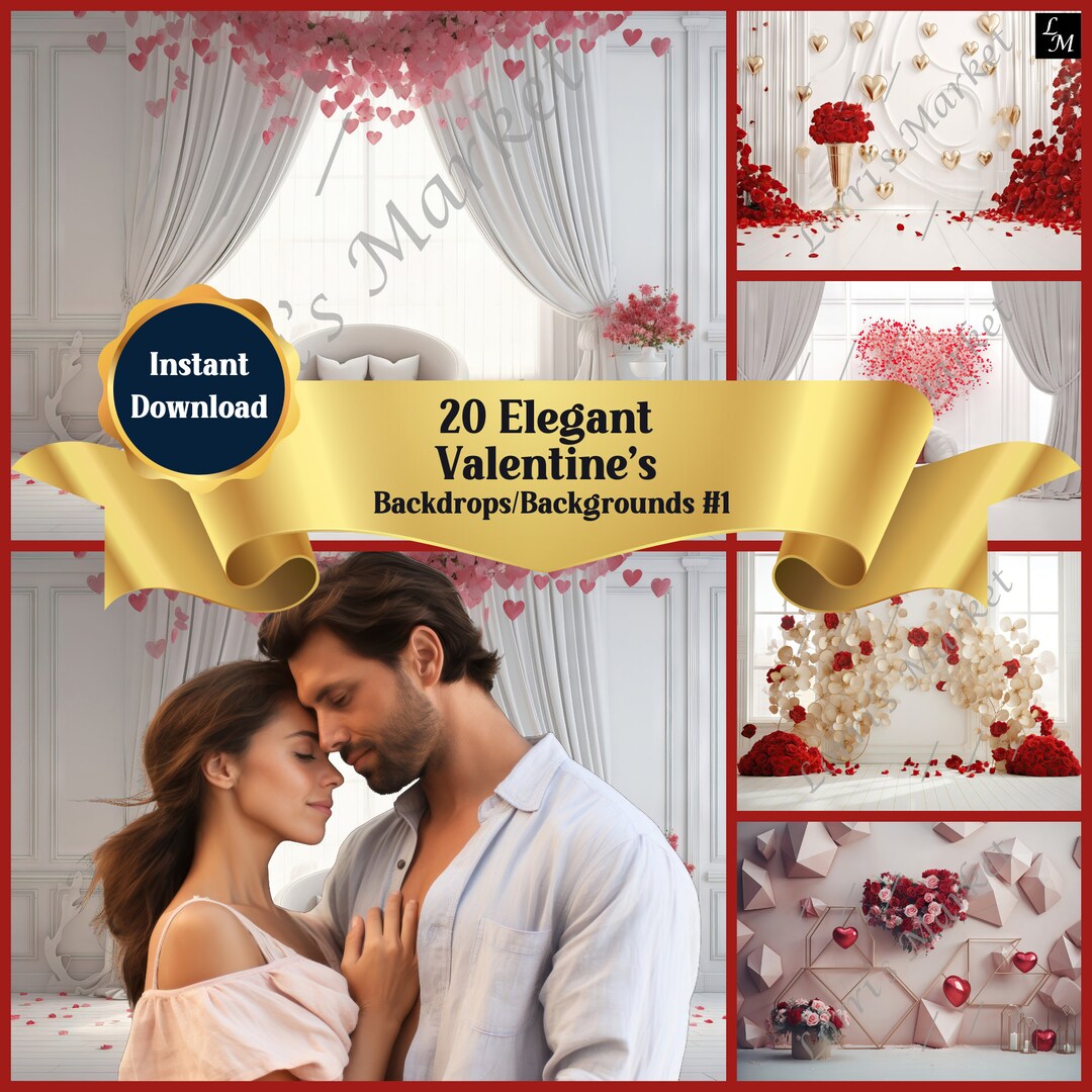 Romantic Love Valentine's Photography Horizontal Backdrops Digital ...