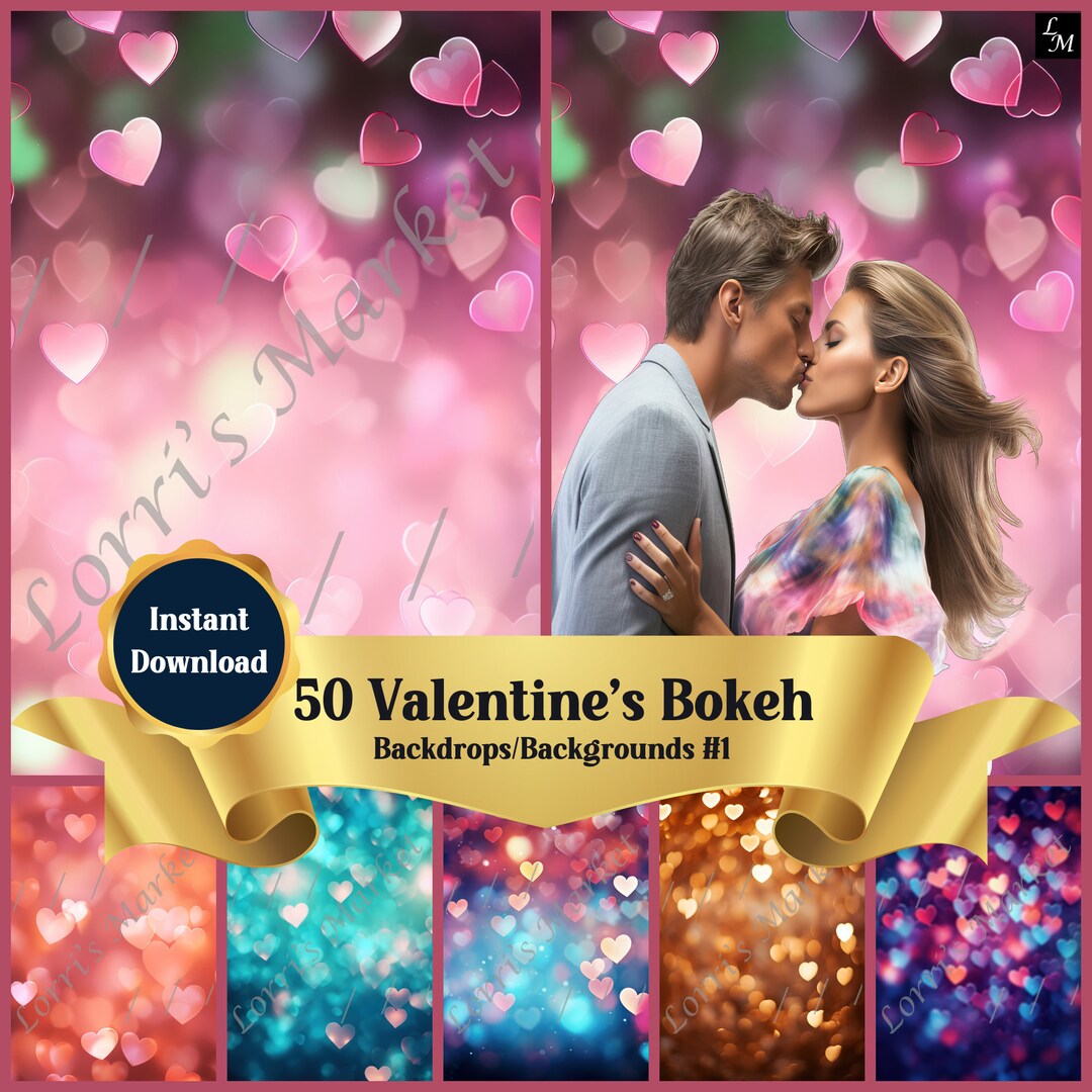 Valentine's Bokeh Vertical Backdrops Digital Download: 50 High-res ...