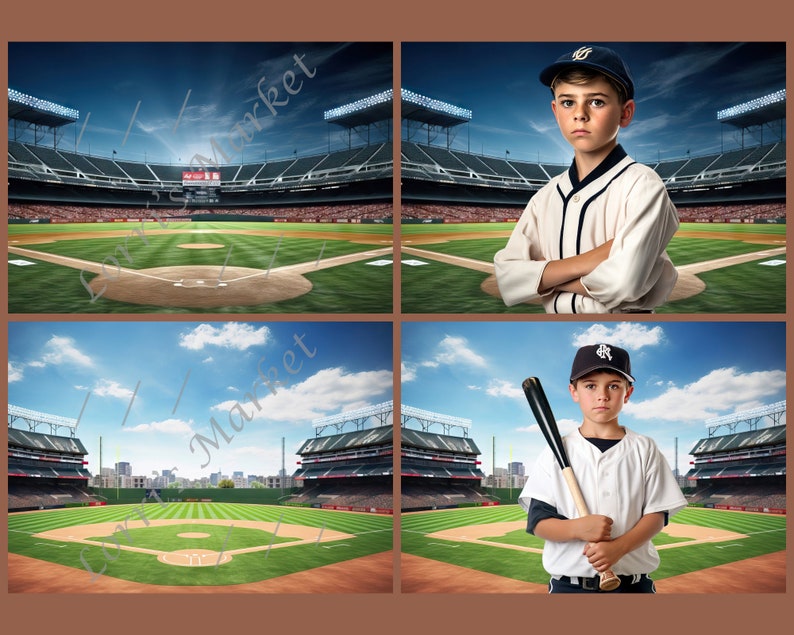 Realistic Baseball Stadium Backdrops Digital Download: 20 Items for ...