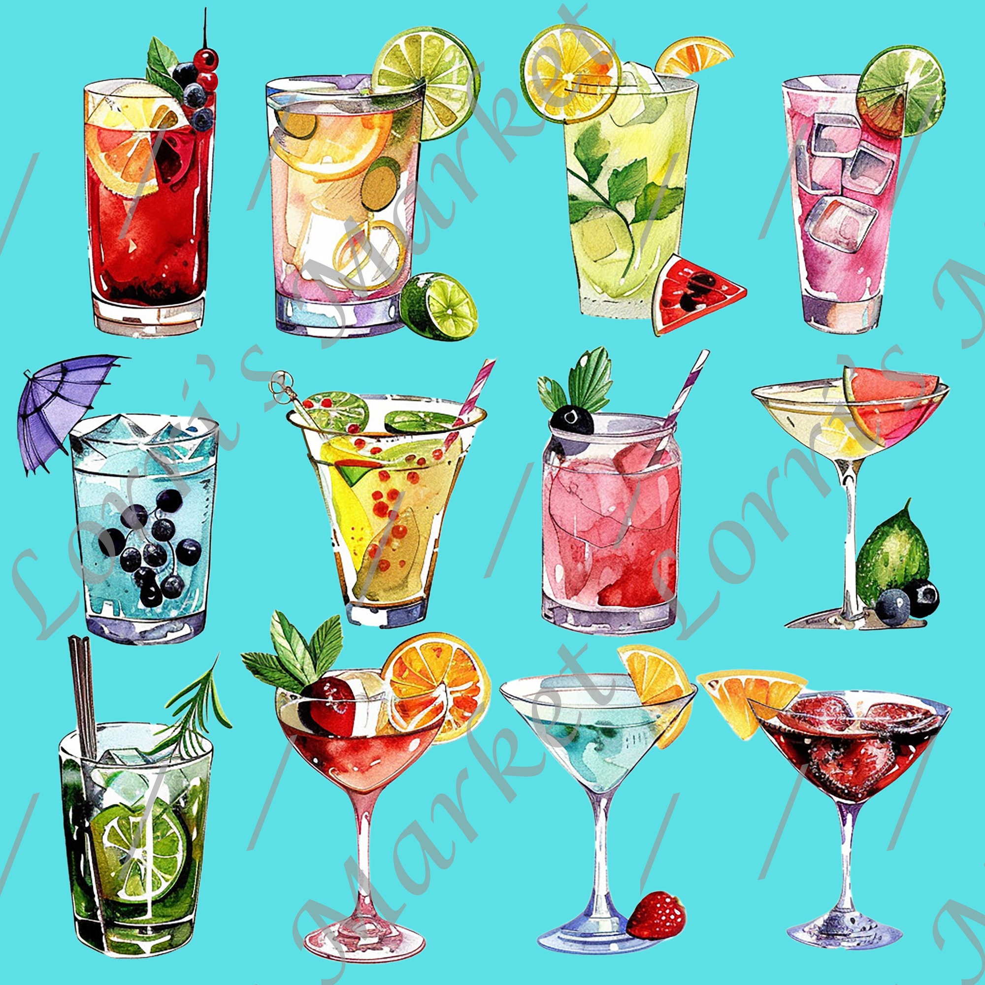 Cocktail Clipart Collection Digital Download: High-resolution Art ...