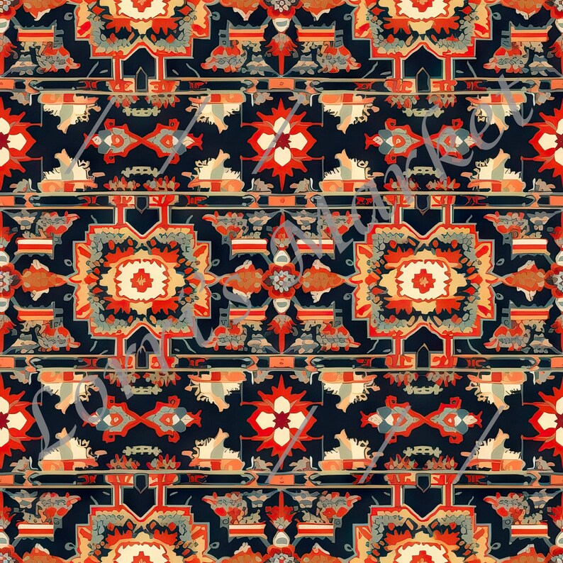 Persian Motif Seamless Patterns Digital Download: High Resolution ...