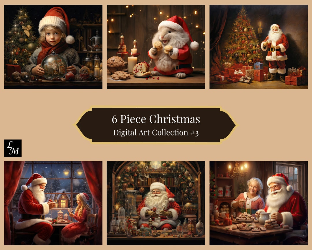 Vintage Christmas Santa Art Digital Download: 6 Pieces Capturing Old ...