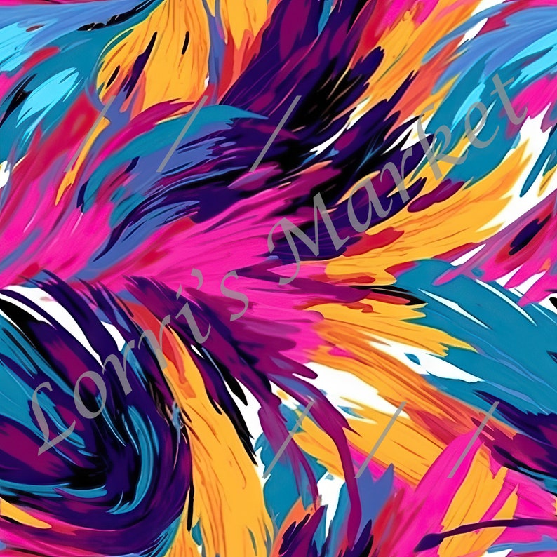 Vibrant Brush Strokes Seamless Patterns Digital Download: High ...