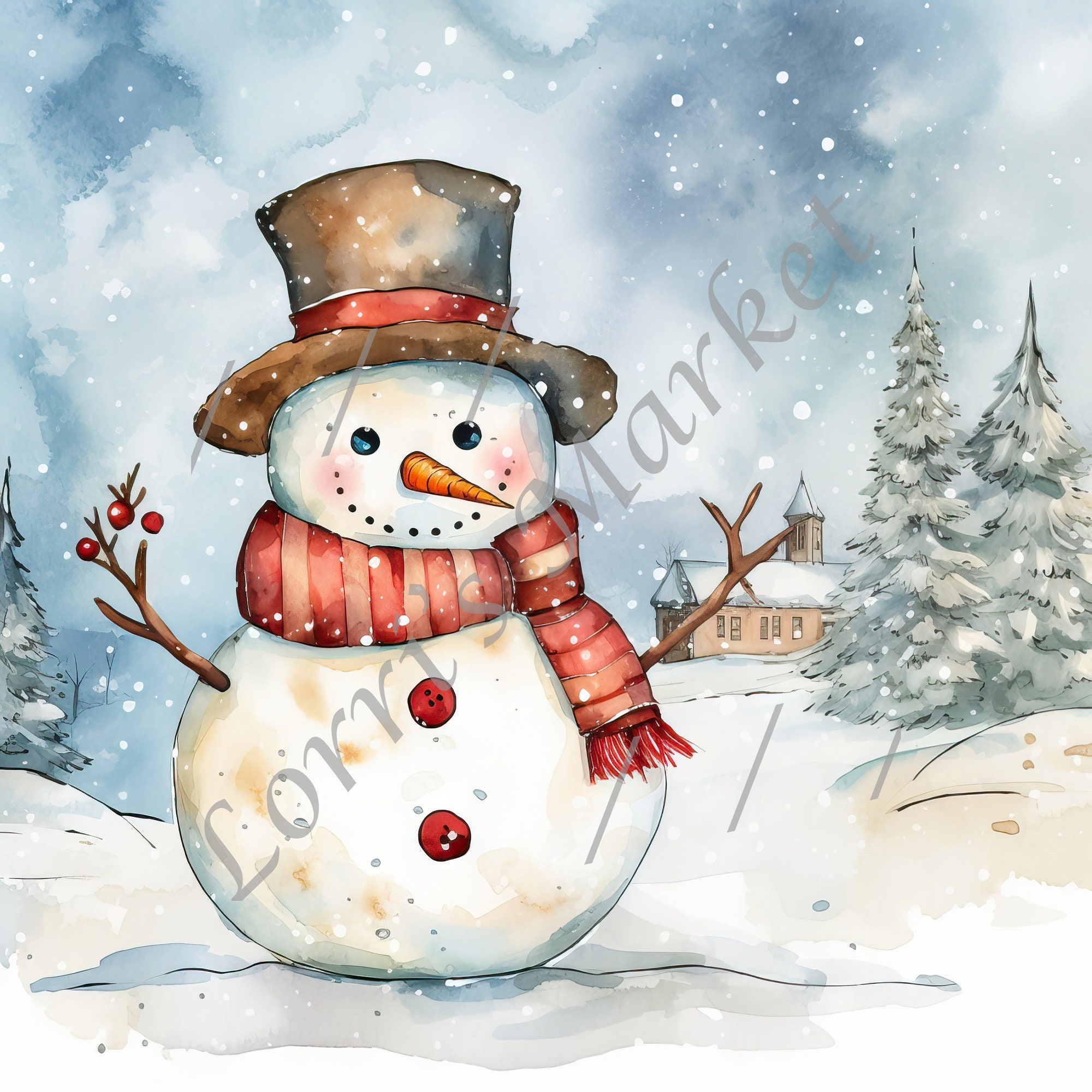 Nostalgic Snowmen Art Collection: 20 Digital Scenes for a Vintage White ...