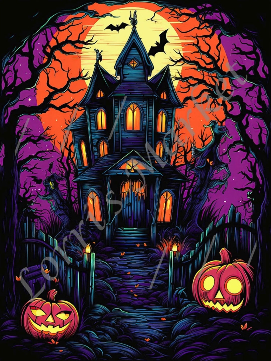 Halloween Poster of Spine-chilling Haunted House - Etsy