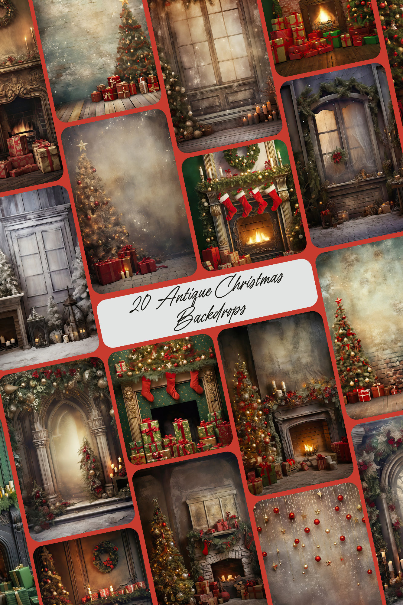 Antique Christmas Backdrops: 20 Premium New Vintage Nostalgic Designs ...