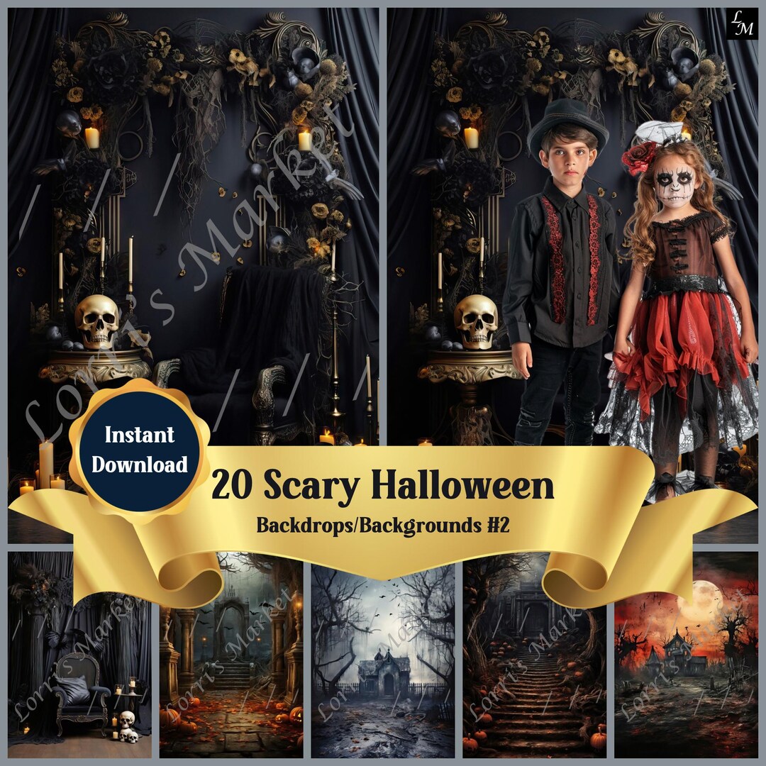 Scary Halloween Backdrops Digital Download: High-resolution Spooky ...