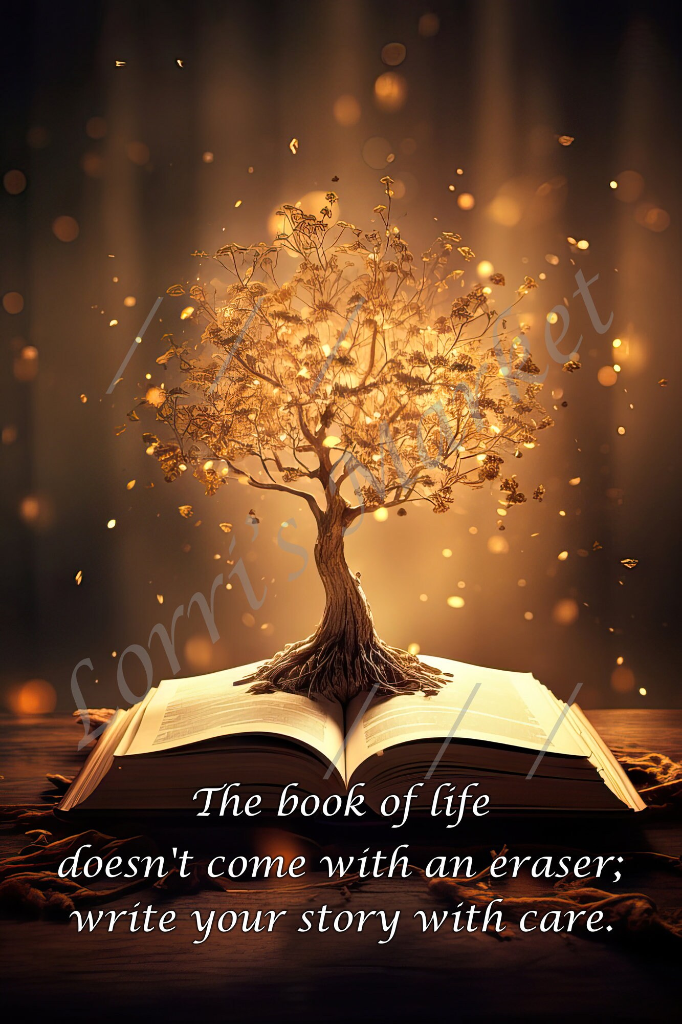 Open Book Life-growing Tree Quoted Art Digital Download: Story With ...