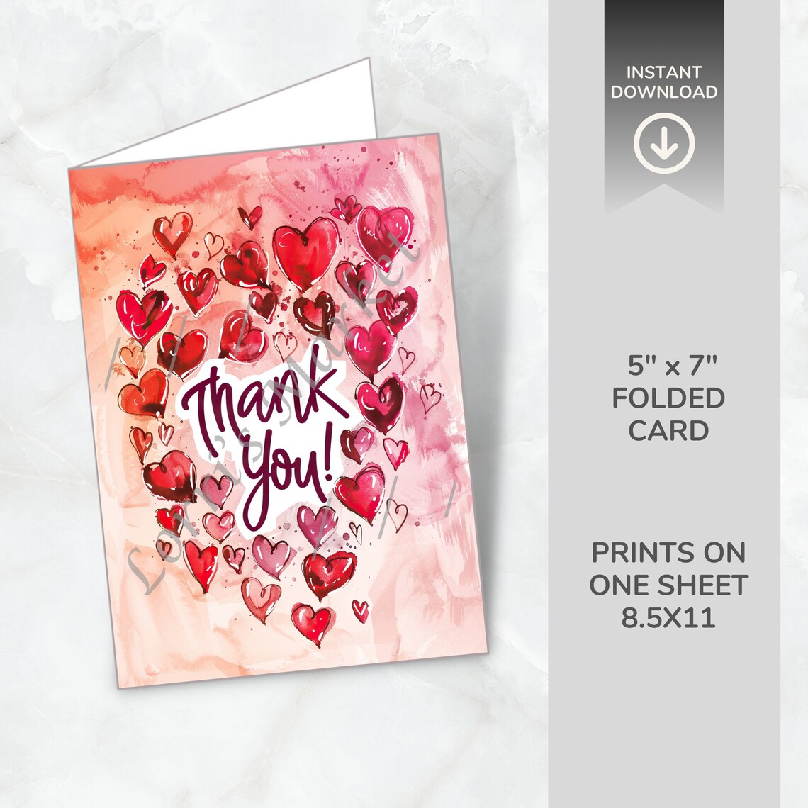 Printable Thank You Card Digital Download: Gratitude Greeting Card for ...