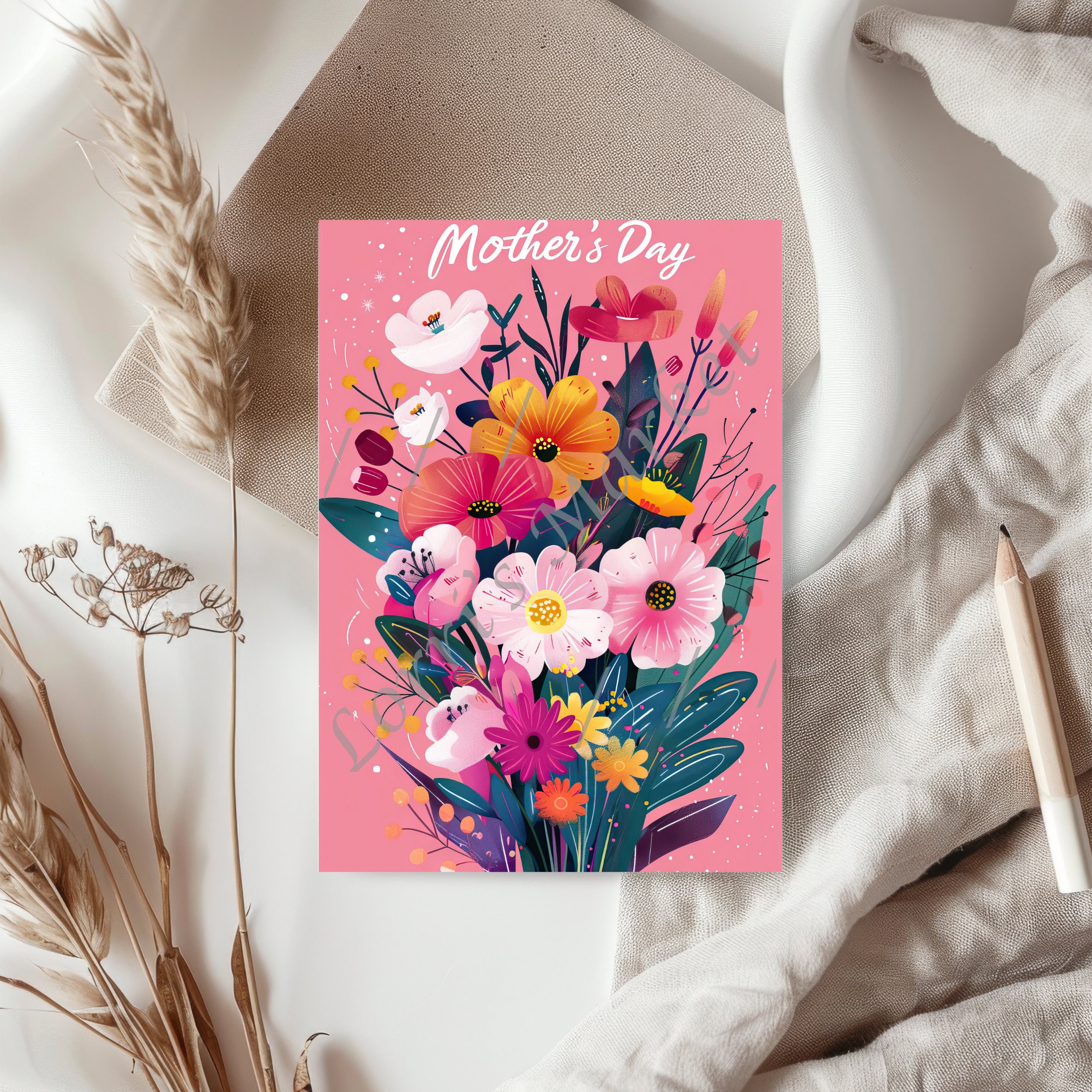 Printable Mother's Day Card Digital Download: Floral Greeting Card for ...