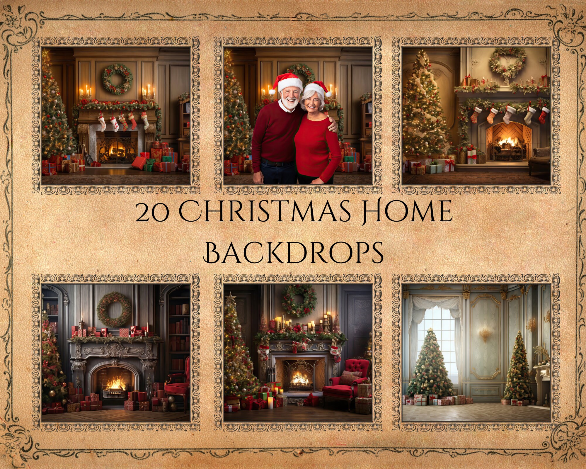 Christmas Home Scene Photography Horizontal Backdrops Digital Download ...