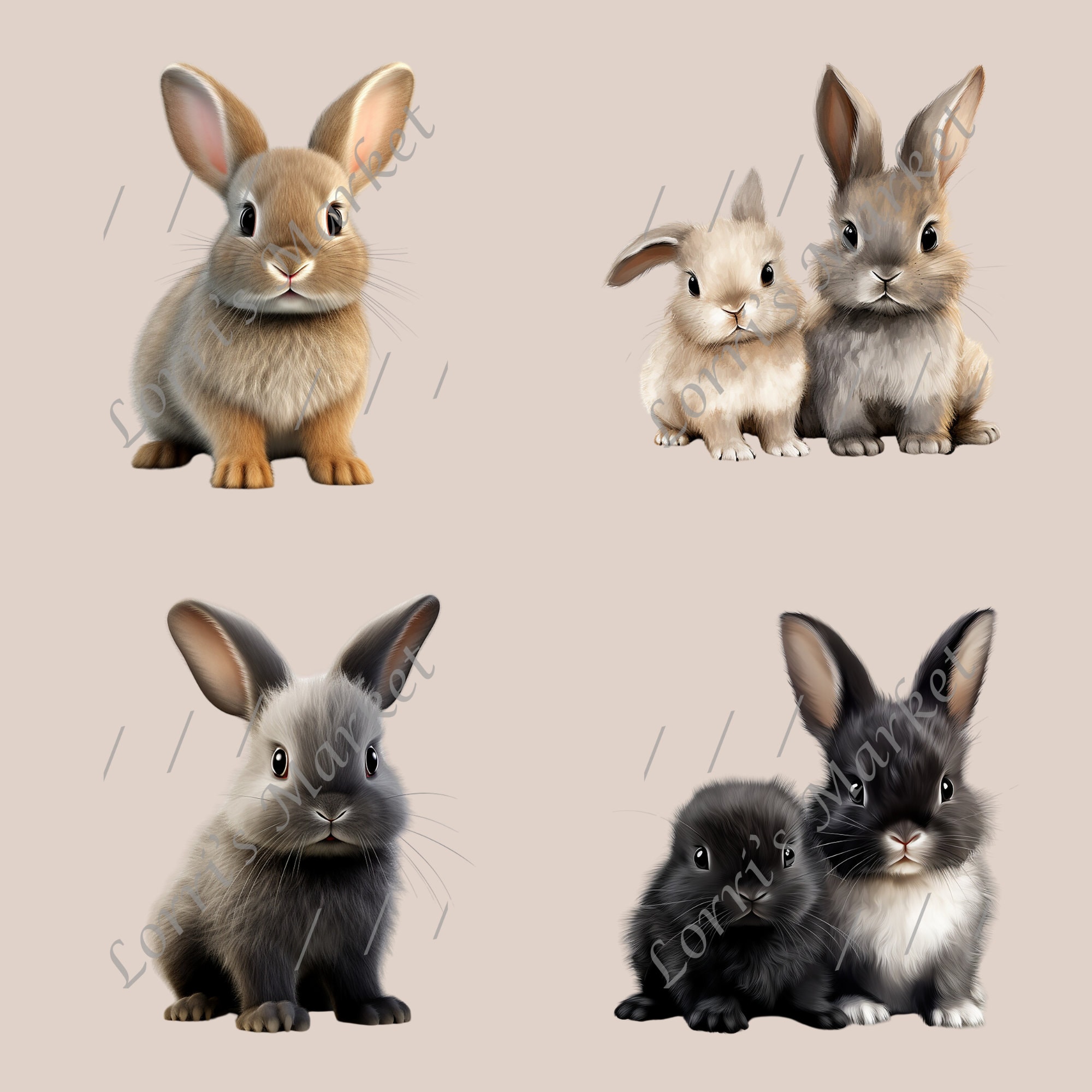 Adorable Baby Bunny Clip Art Collection Digital Download: High-res ...
