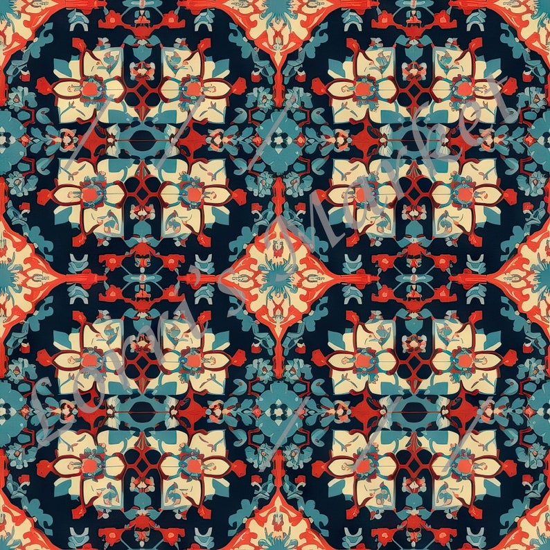 Persian Motif Seamless Patterns Digital Download: High Resolution ...