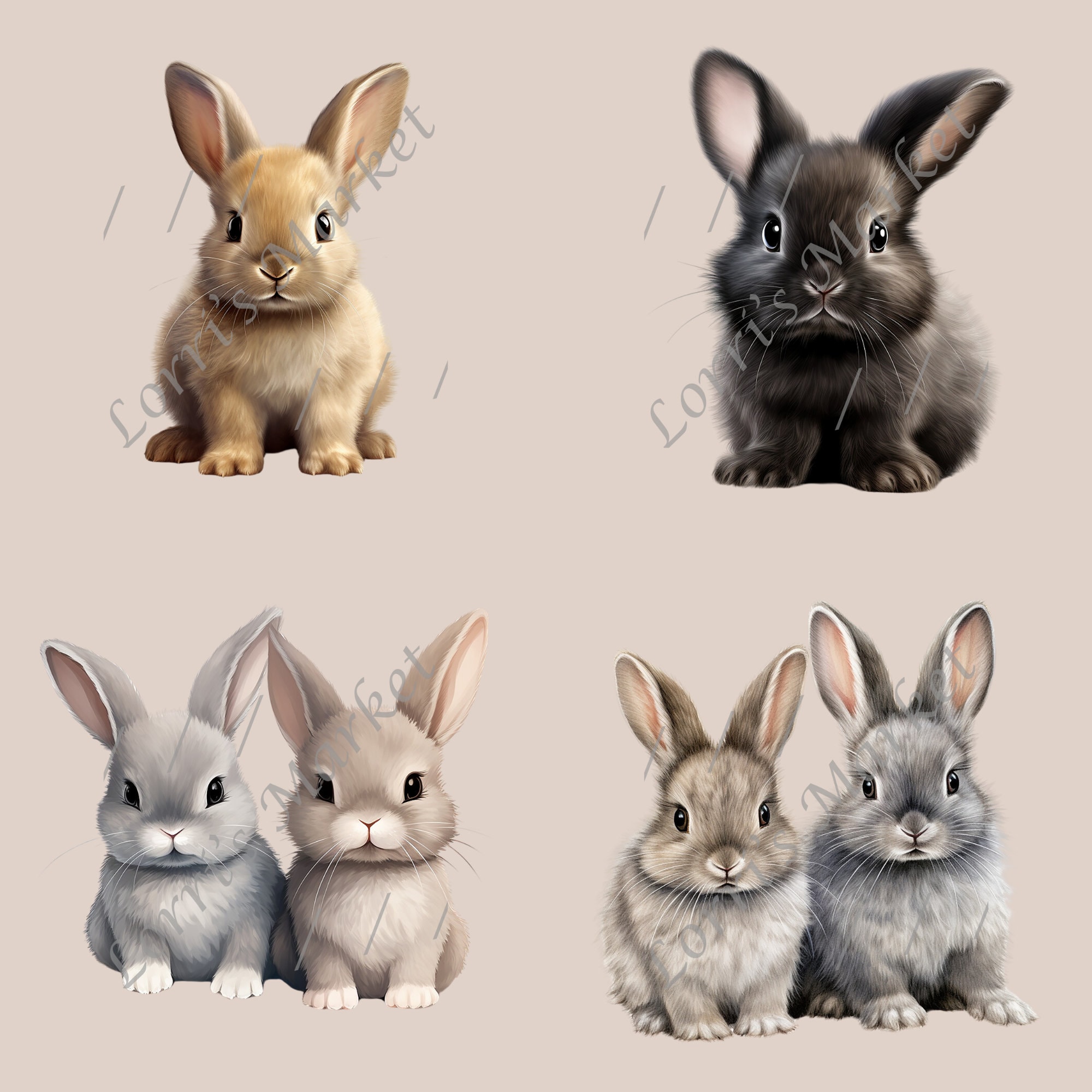 Adorable Baby Bunny Clip Art Collection Digital Download: High-res ...