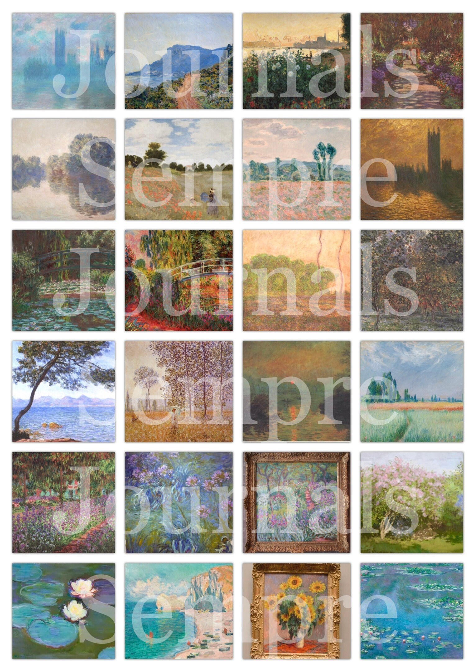 Claude Monet Mini Images for Journaling, Collage, Stickers. Digital ...