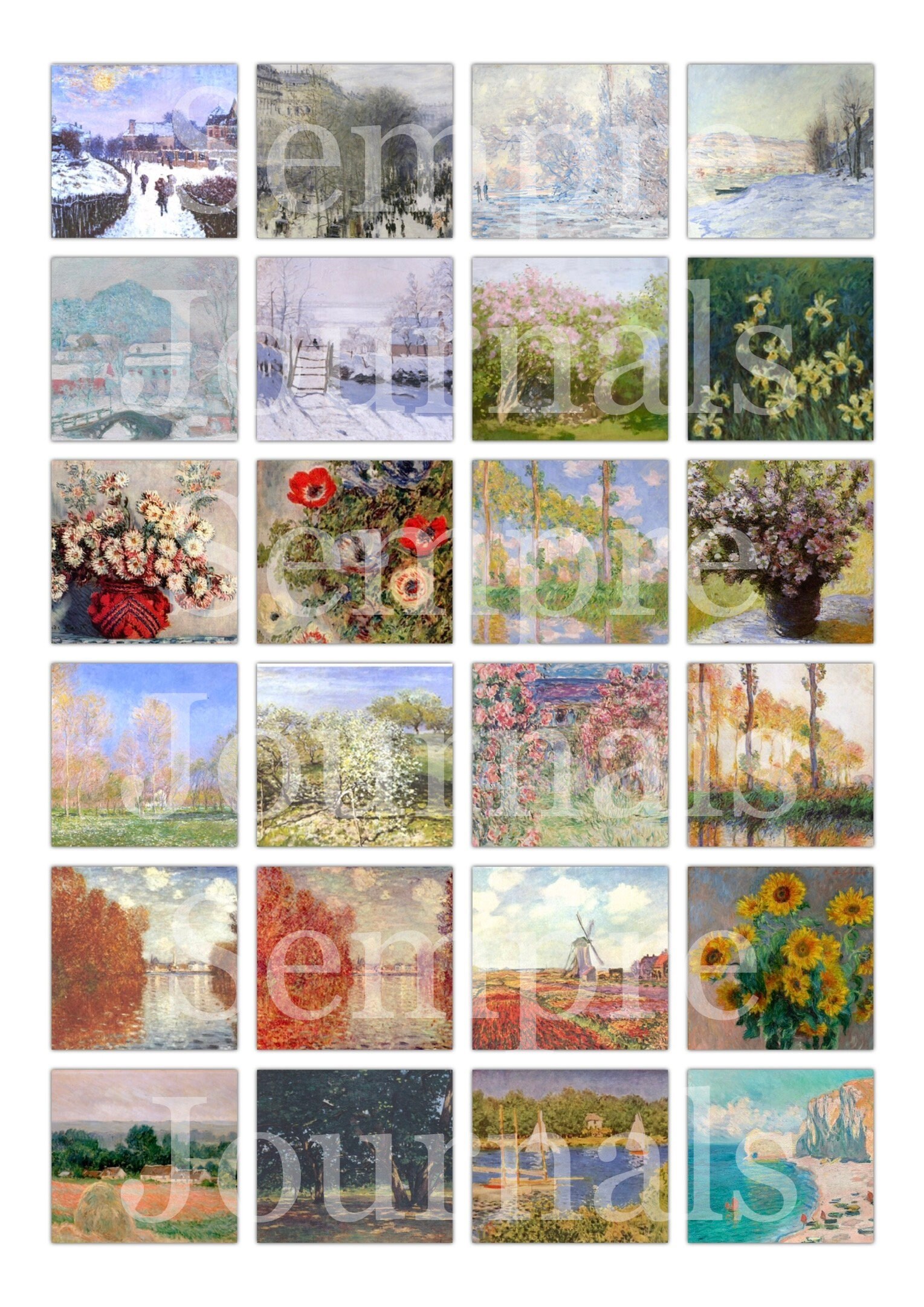 Claude Monet Mini Images for Journaling, Collage, Stickers. Digital ...
