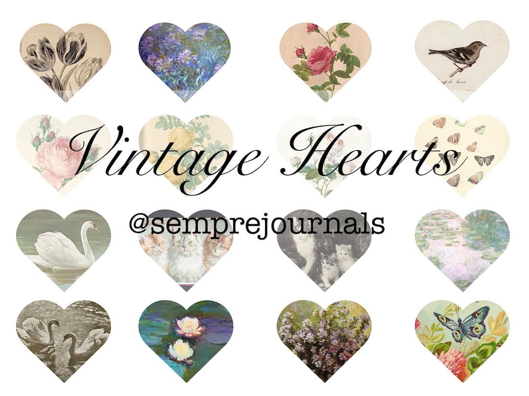 Vintage Hearts Digital Printable for Collaging and Journaling - Etsy