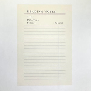 Book List, Reading Notes, Journaling Cards (pocket Size) Digital ...
