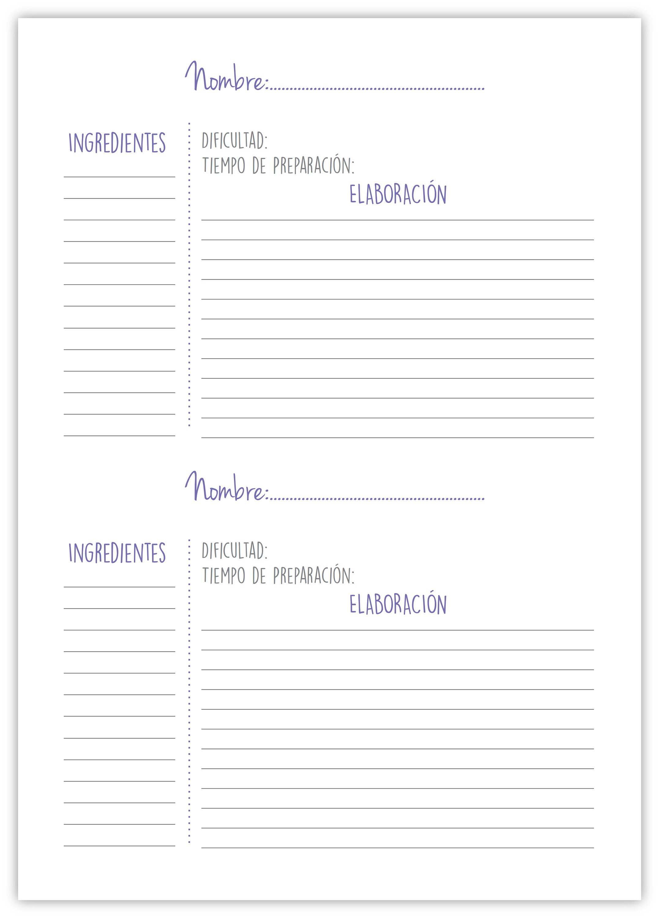 Printable Kit Sheets for Recipes to Assemble Your Own Recipe - Etsy Ireland