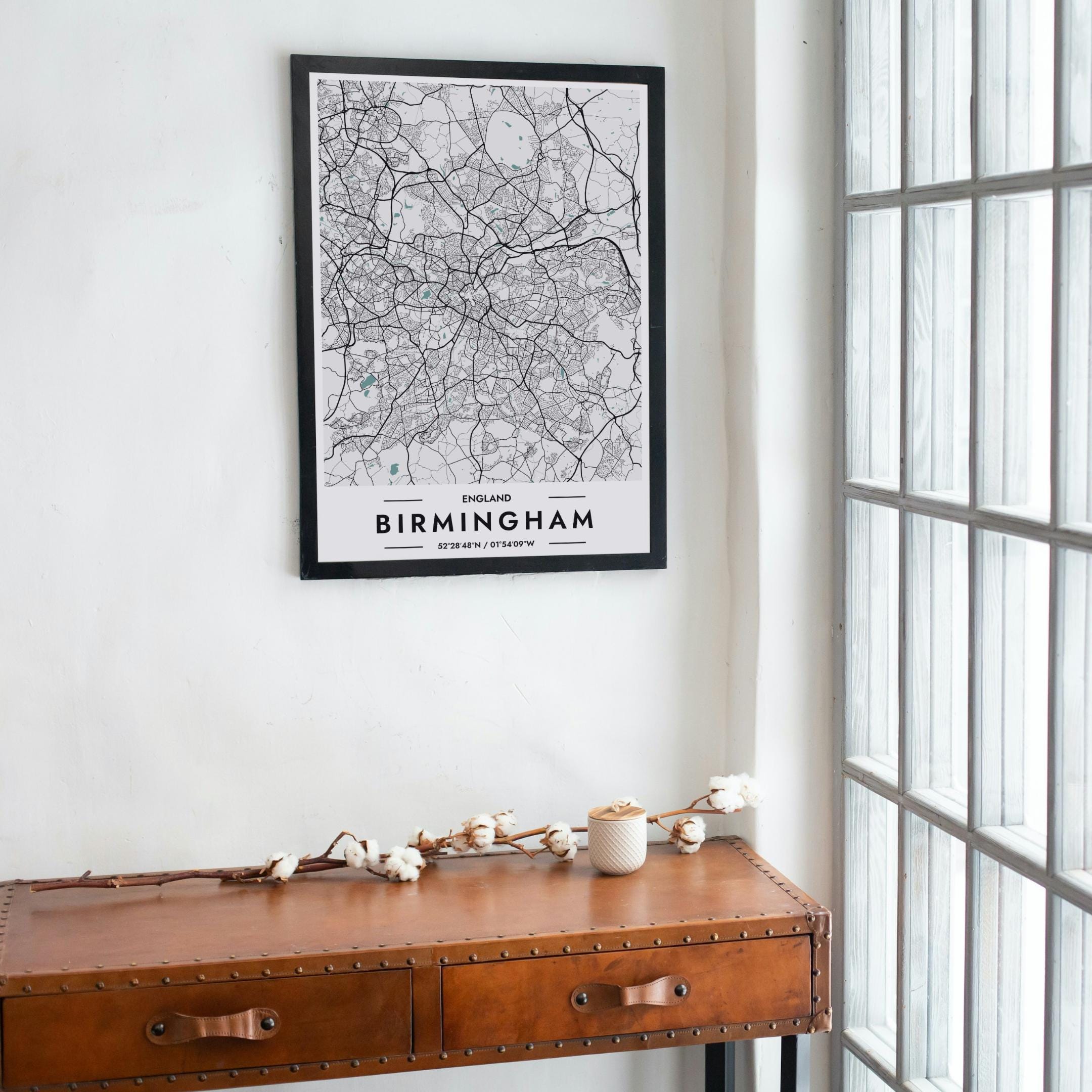 Birmingham Poster, Minimalistic City Map Prints, Wall Art Print ...