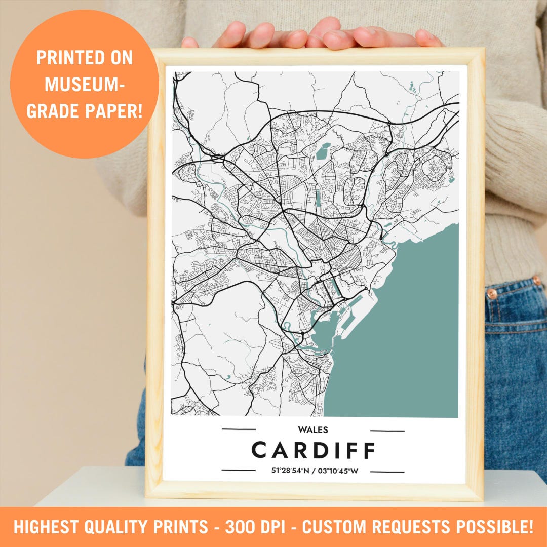 Cardiff Poster, Minimalistic City Map Prints, Wall Decor for Home ...