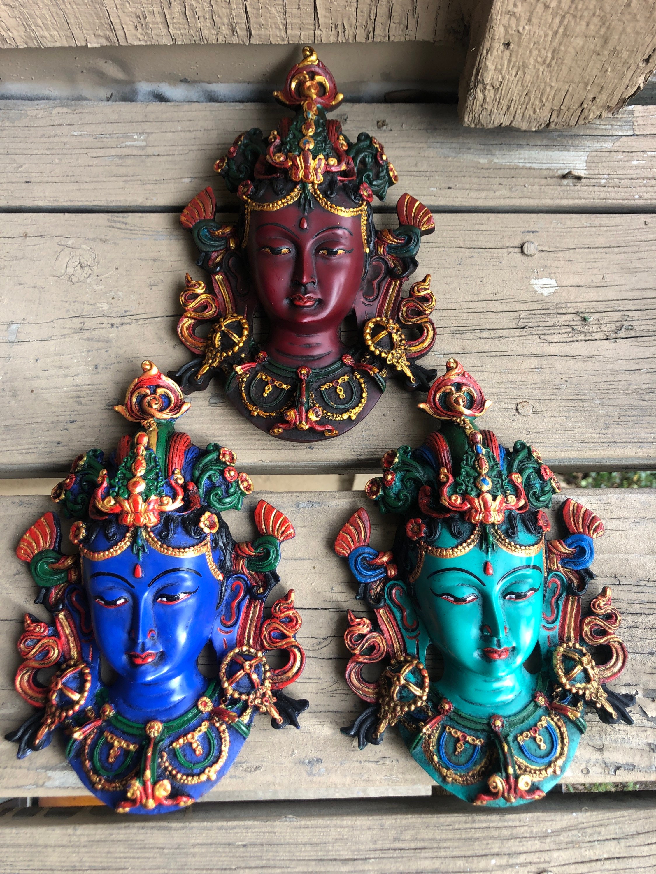 Tara Mask , Green Tara Mask, Handmade Mask, White Tara Mask, Buddha ...