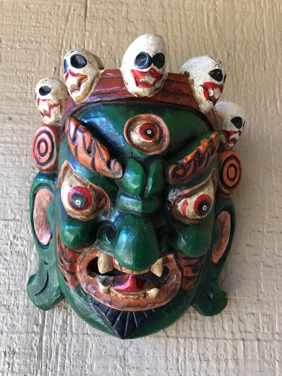 Wooden Mask Mahakala Mask Nepali Mask Tibetan Mask Wall | Etsy