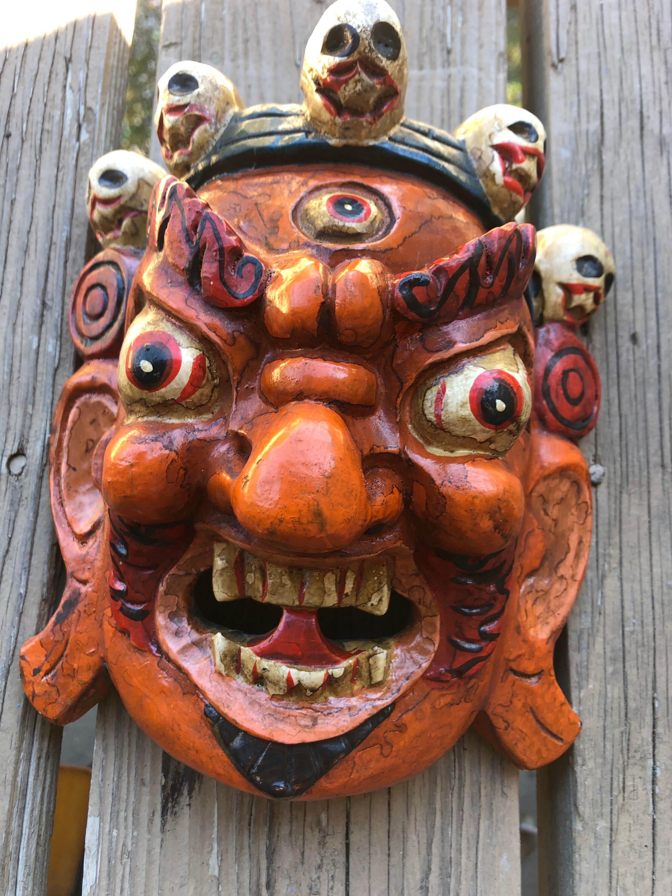 Wooden Mask Mahakala Mask Nepali Mask Tibetan Mask Wall | Etsy