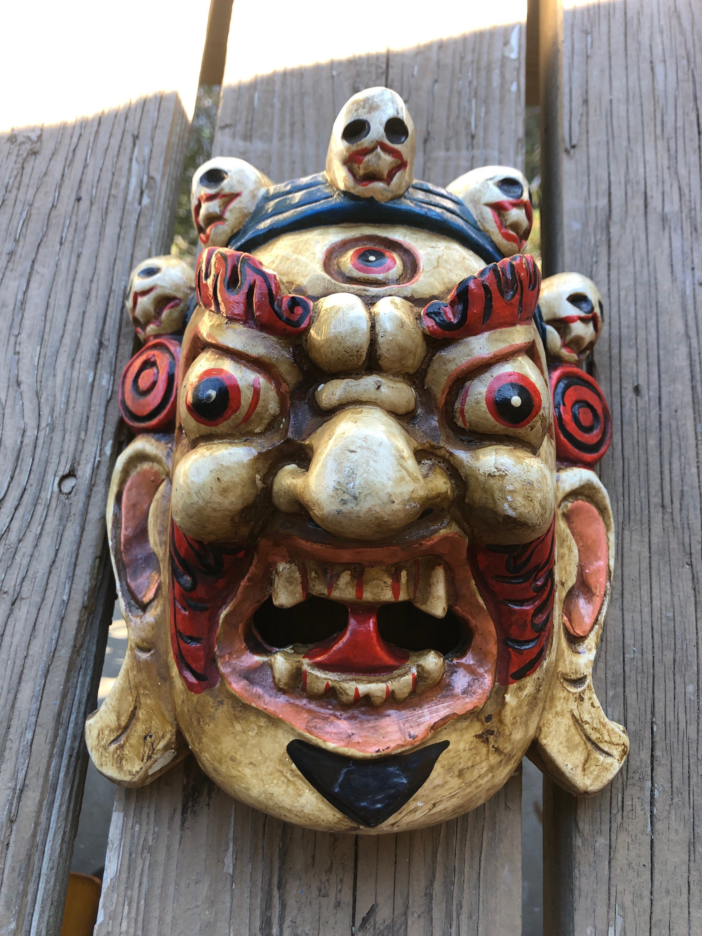 Wooden Mask Mahakala Mask Nepali Mask Tibetan Mask Wall | Etsy