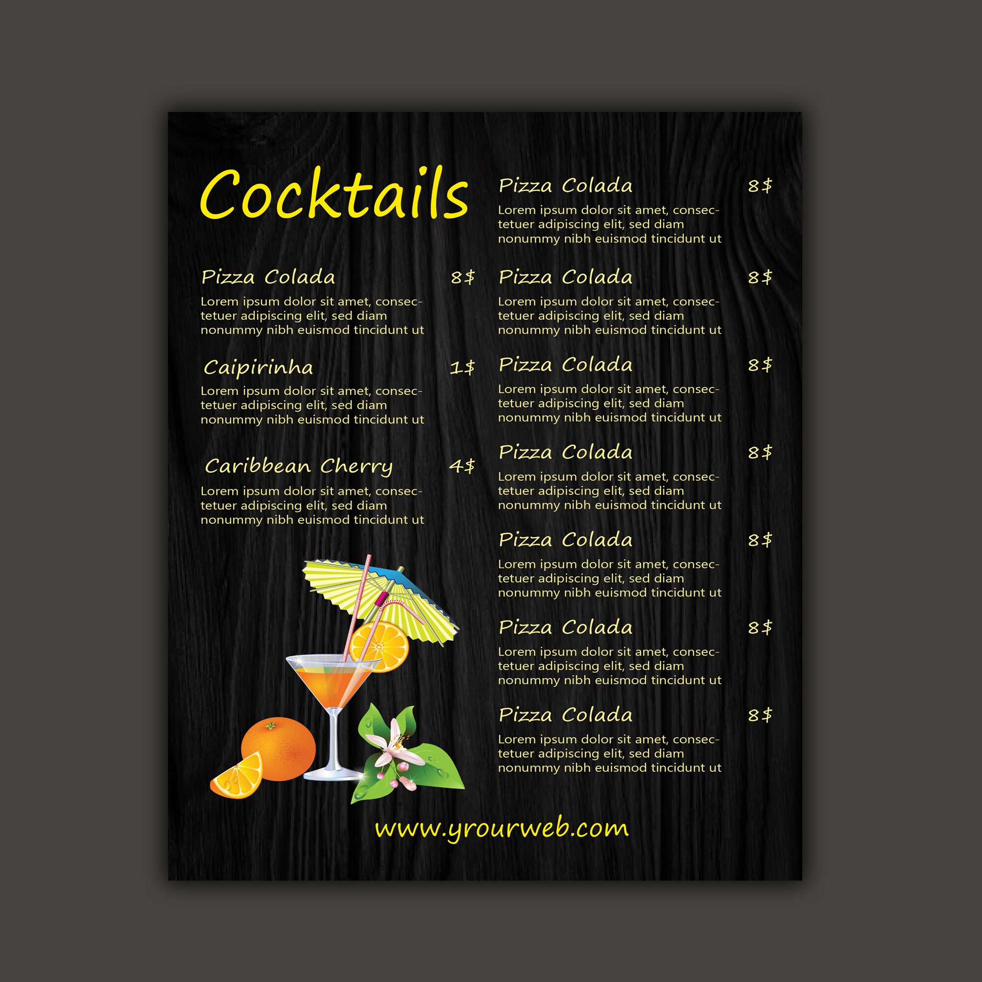 Editable Cocktail Menu Restaurant Template Cocktail Menu - Etsy Australia