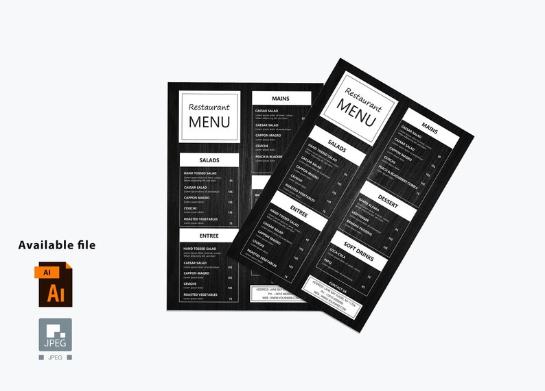 Chalkboard Food Menu Template Design Restaurant Menu Template - Etsy