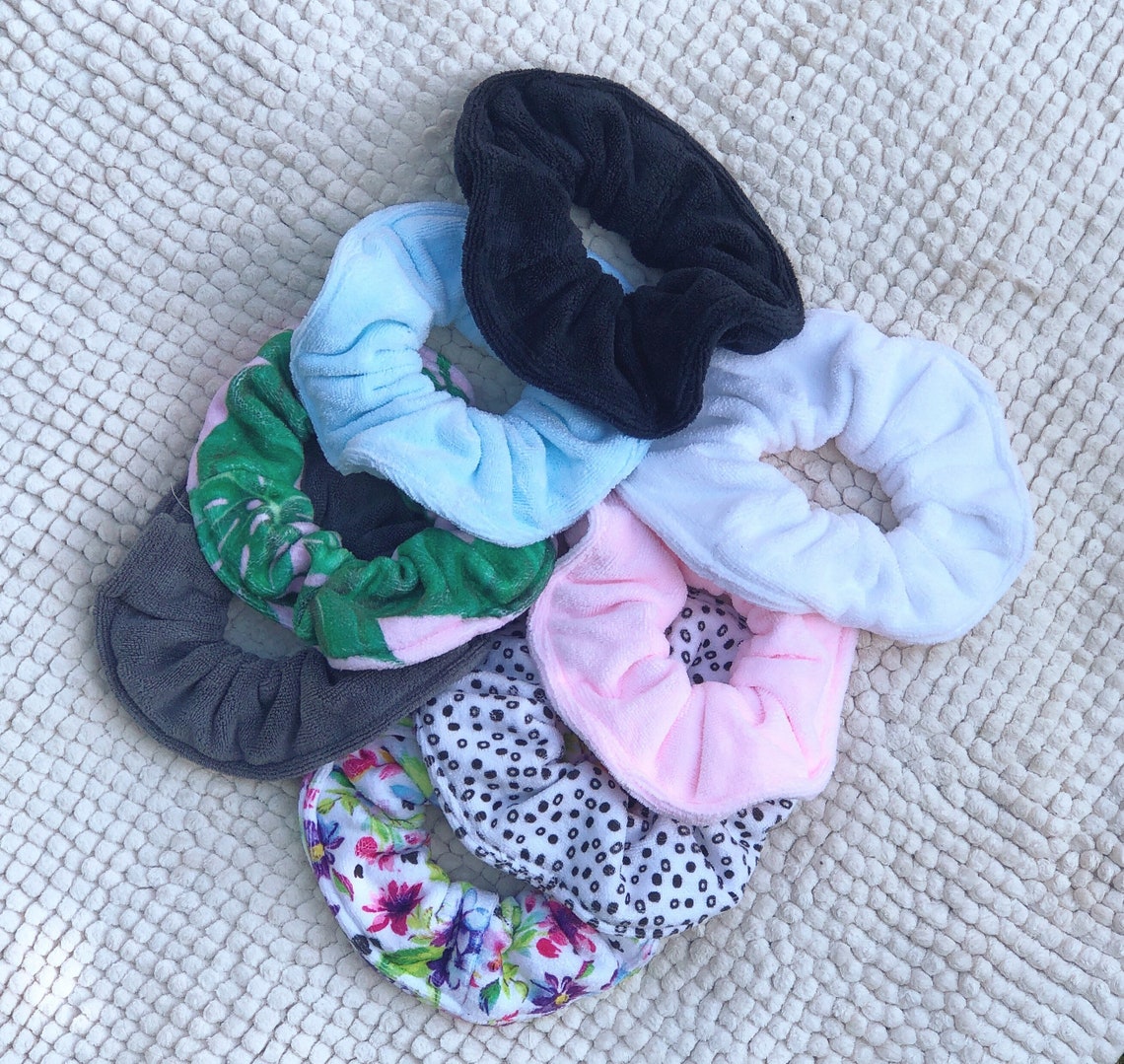 White Towelling Scrunchie/ Microfibre Scrunchie/ Soft Scrunchie/ Towel ...