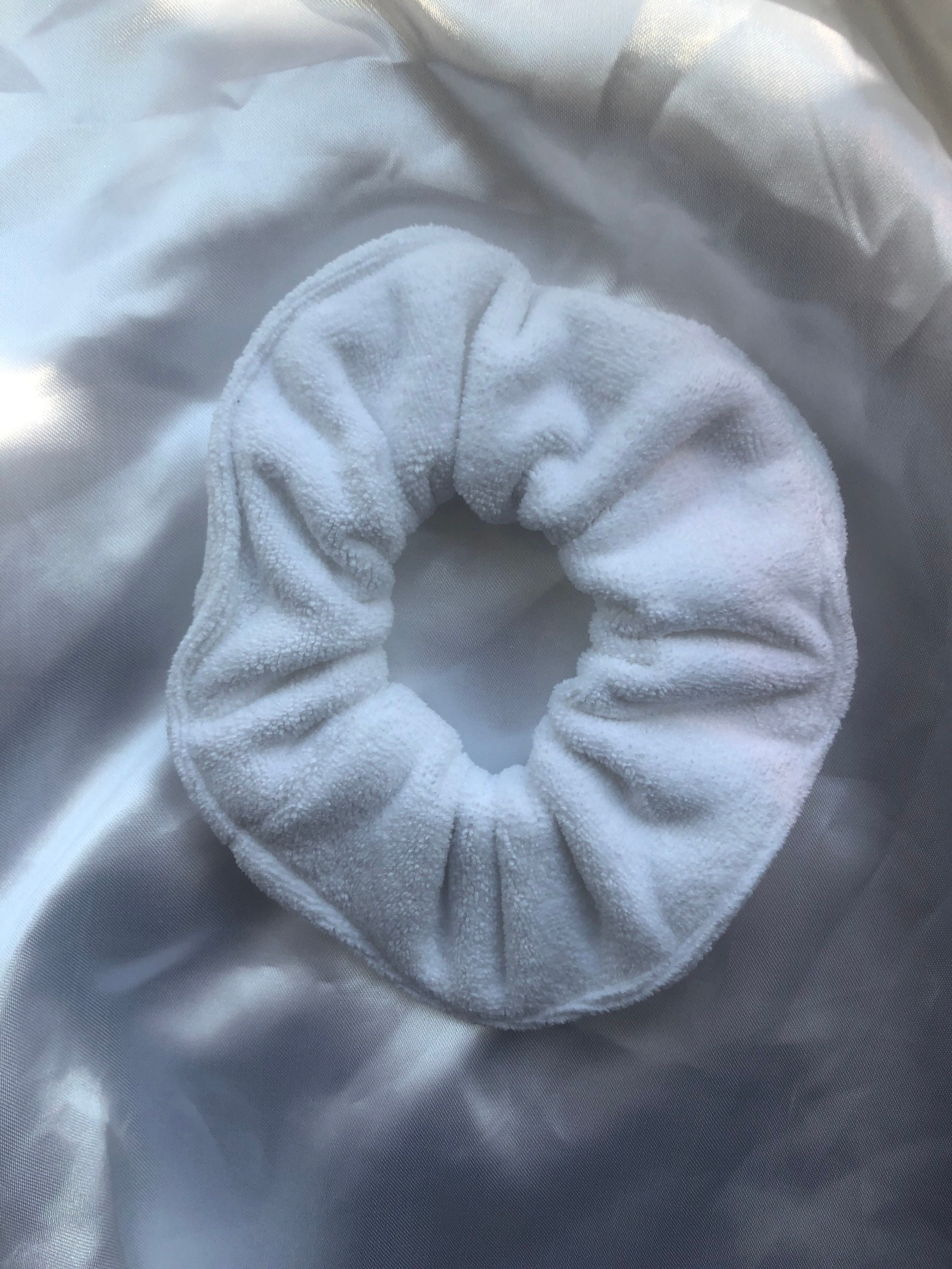 White Towelling scrunchie/ microfibre scrunchie/ soft | Etsy