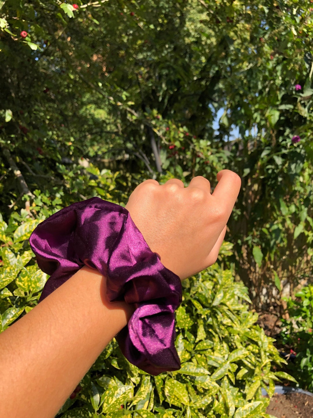 Luxury Large Purple Satin Silk Scrunchie/ Violet Large Scrunchies ...