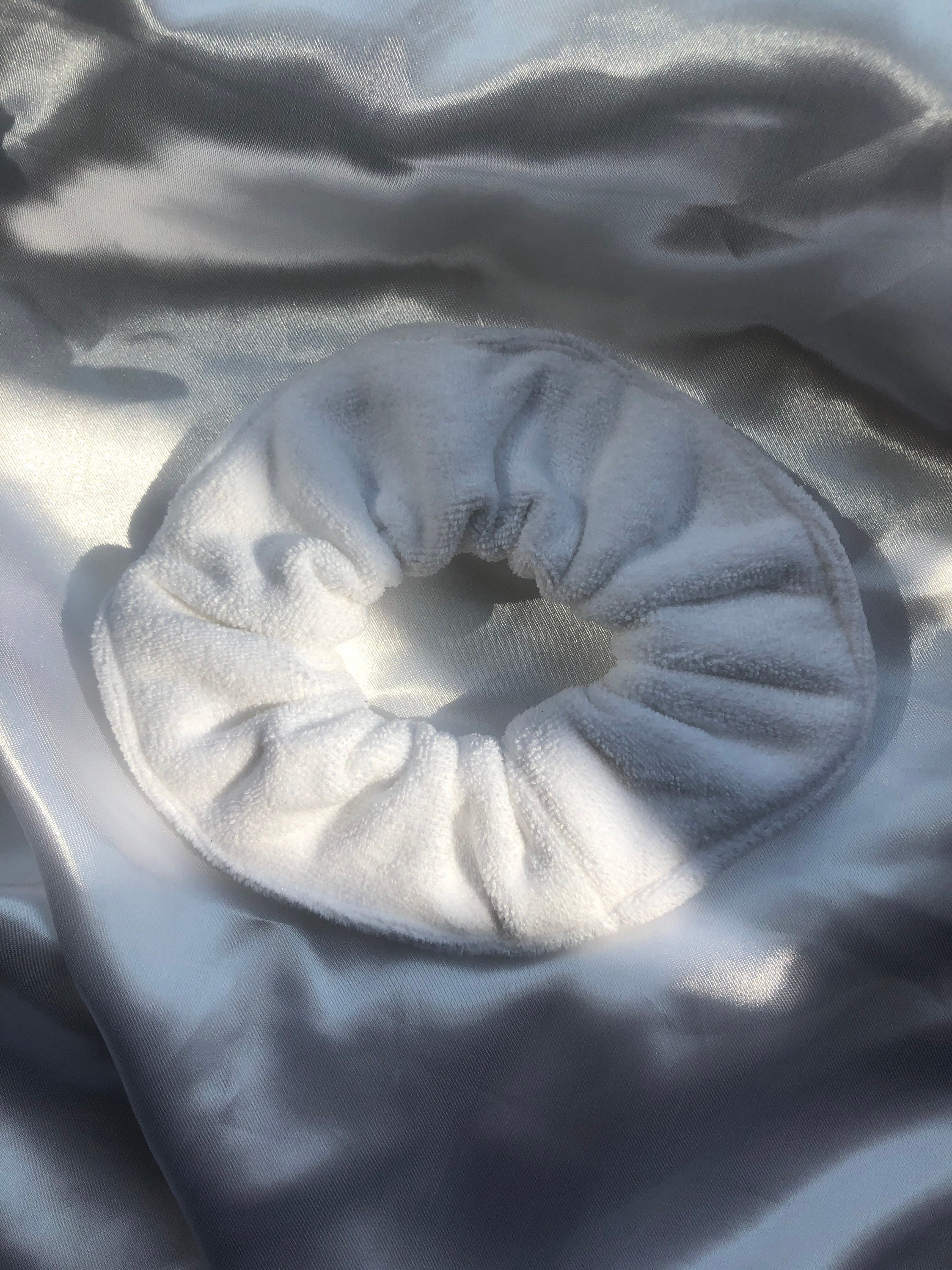 White Towelling Scrunchie/ Microfibre Scrunchie/ Soft Scrunchie/ Towel ...