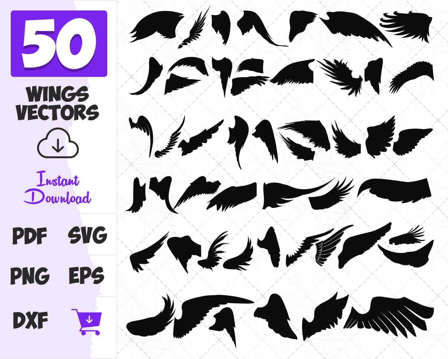 50 Alas SVG Diseño alas de ángel svg ángel alas de archivo | Etsy