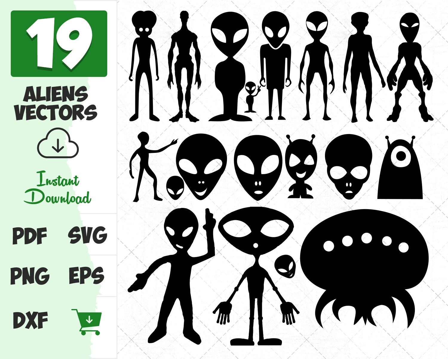 19 Aliens SVG Bundle Aliens Clipart Collection Aliens Vector | Etsy