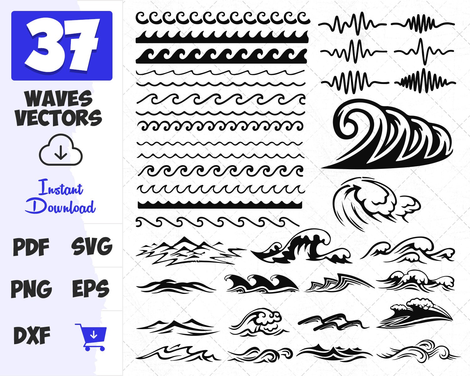 37 Waves SVG Design ocean svg wave svg water svg sound | Etsy