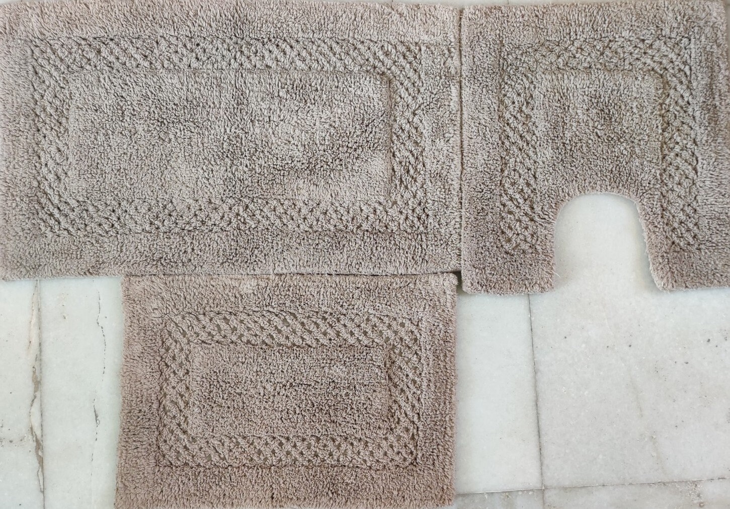 Beige Waffle Tufted Bath Rug Door Mats 2 Pcs Set 21x3417x24 IN & 1 Pcs ...