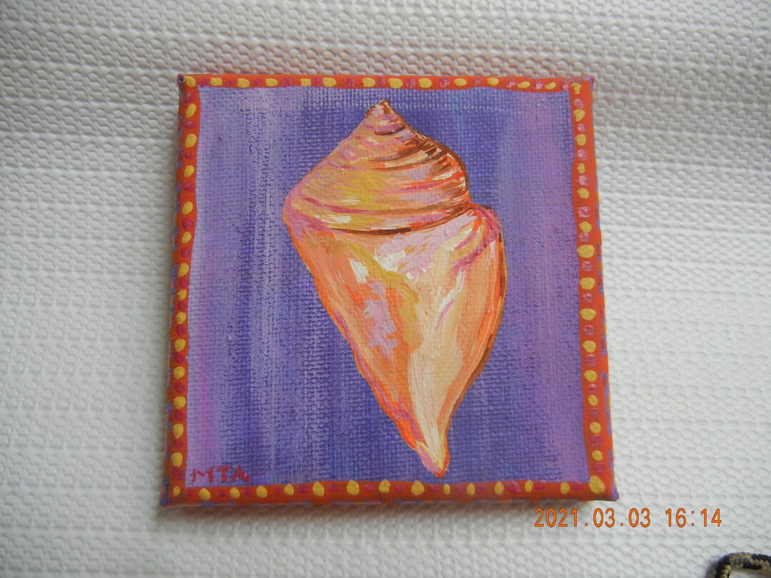 Tan Seashell on Purple Background - Etsy