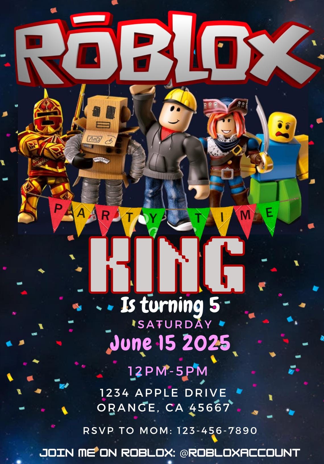 Roblox Party Invitation - Etsy