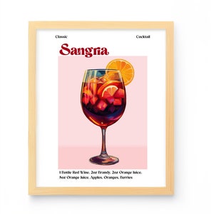 Sangria Print Cocktail Poster Perfect for Bar or Kitchen Comes in ...