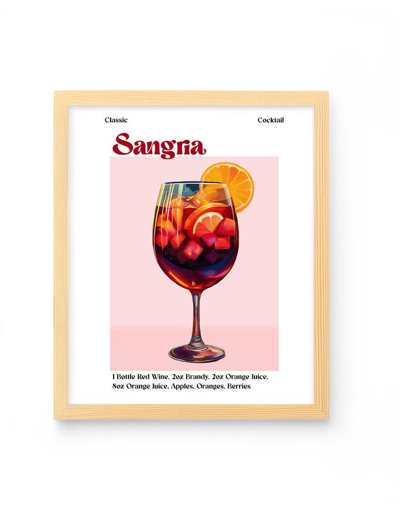 Sangria Print Cocktail Poster Perfect for Bar or Kitchen Comes in ...