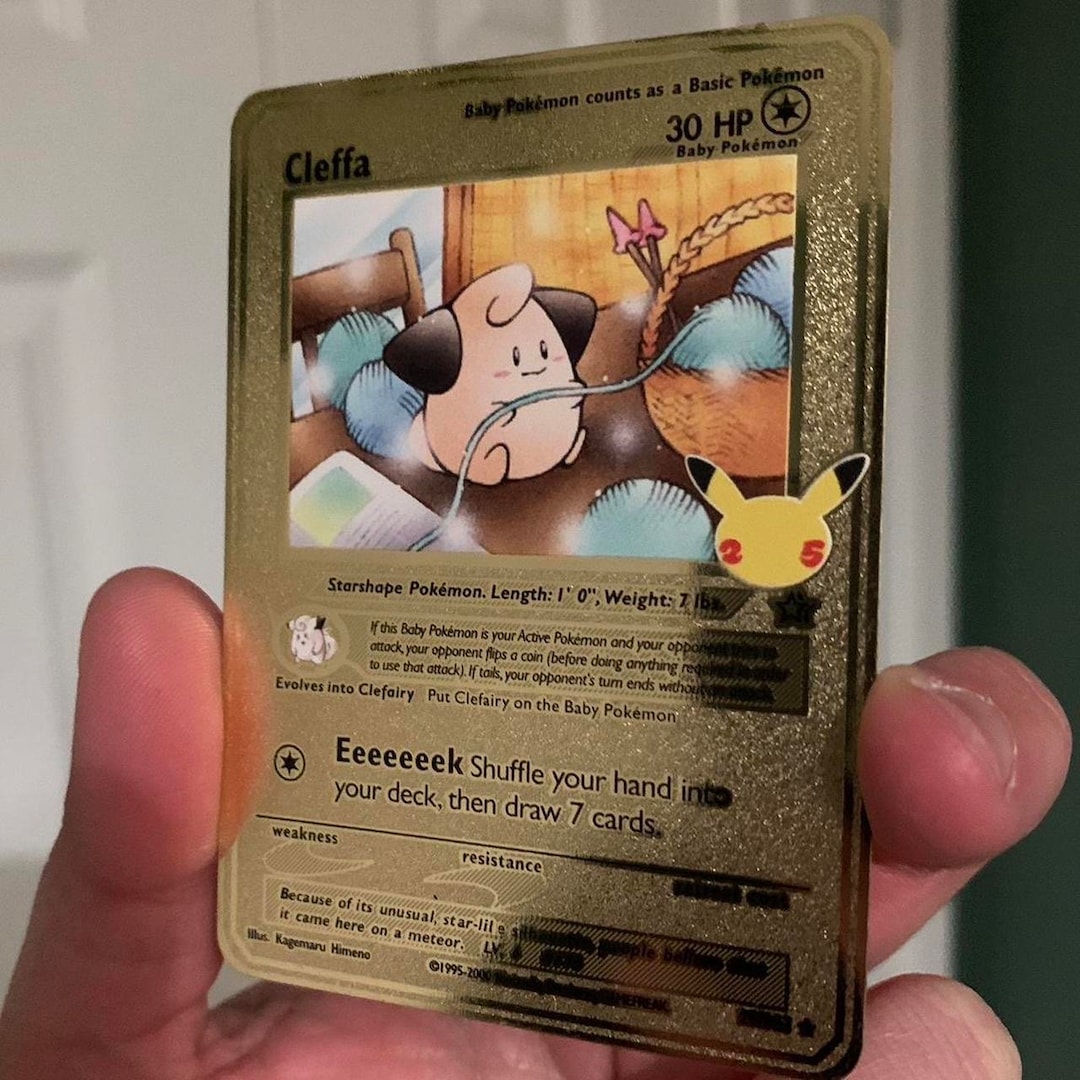 Gold Metal Pokemon Card Cleffa I Choose You Cute Gift Boyfriend Wife ...