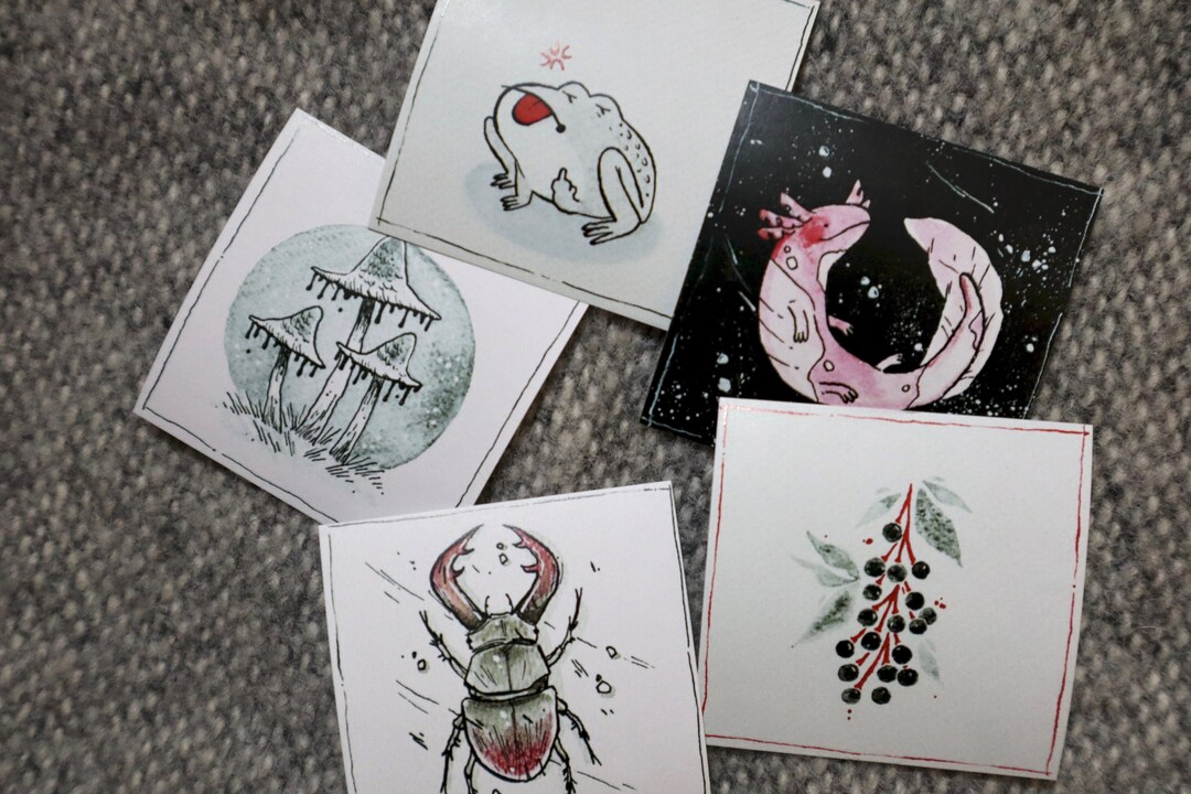 Drawtober Sticker Pack - 5x 2x2" Square Stickers - Etsy