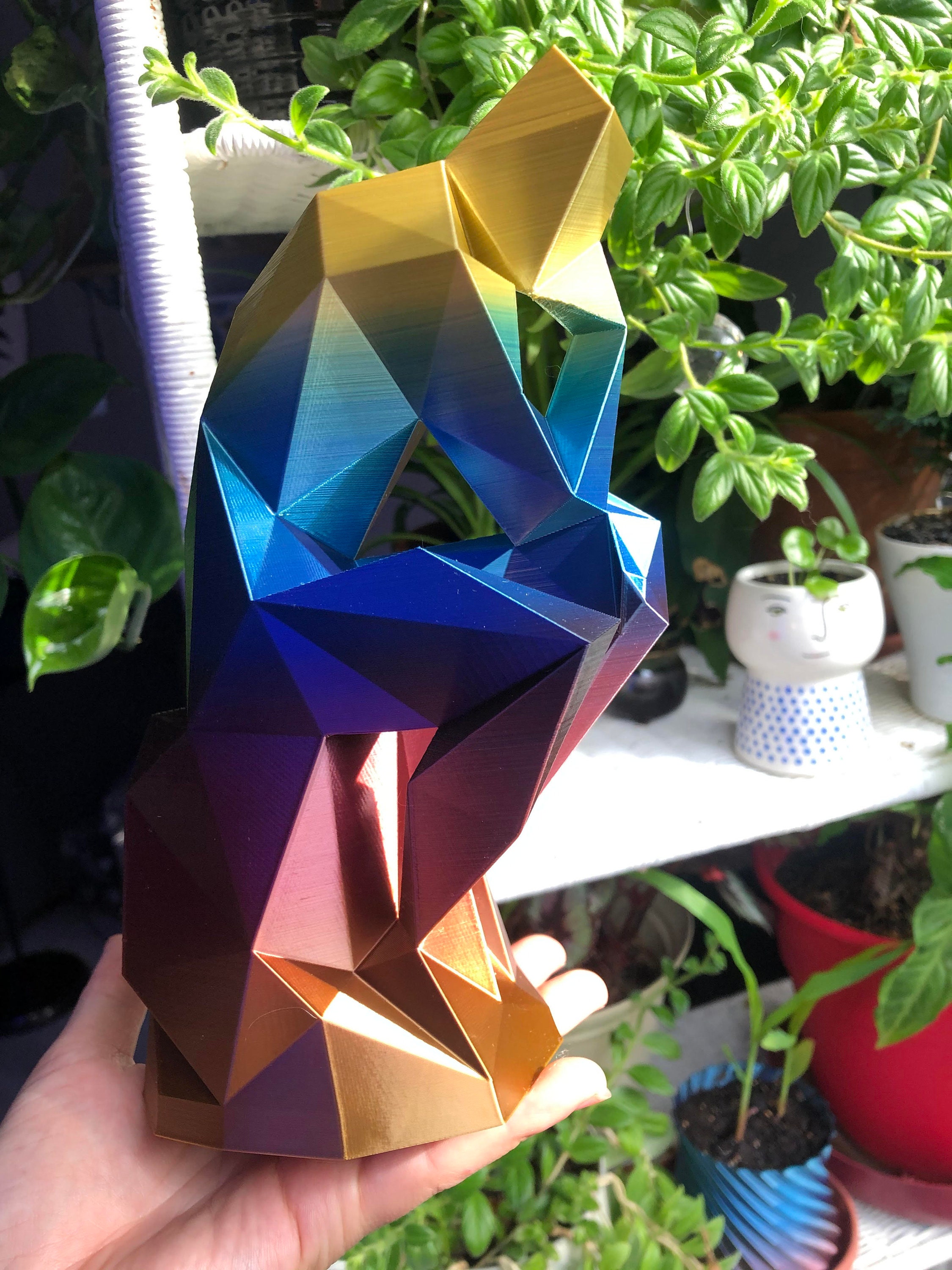 The Thinker Rainbow Statue Low Poly 3D Printed Abstract Modern | Etsy